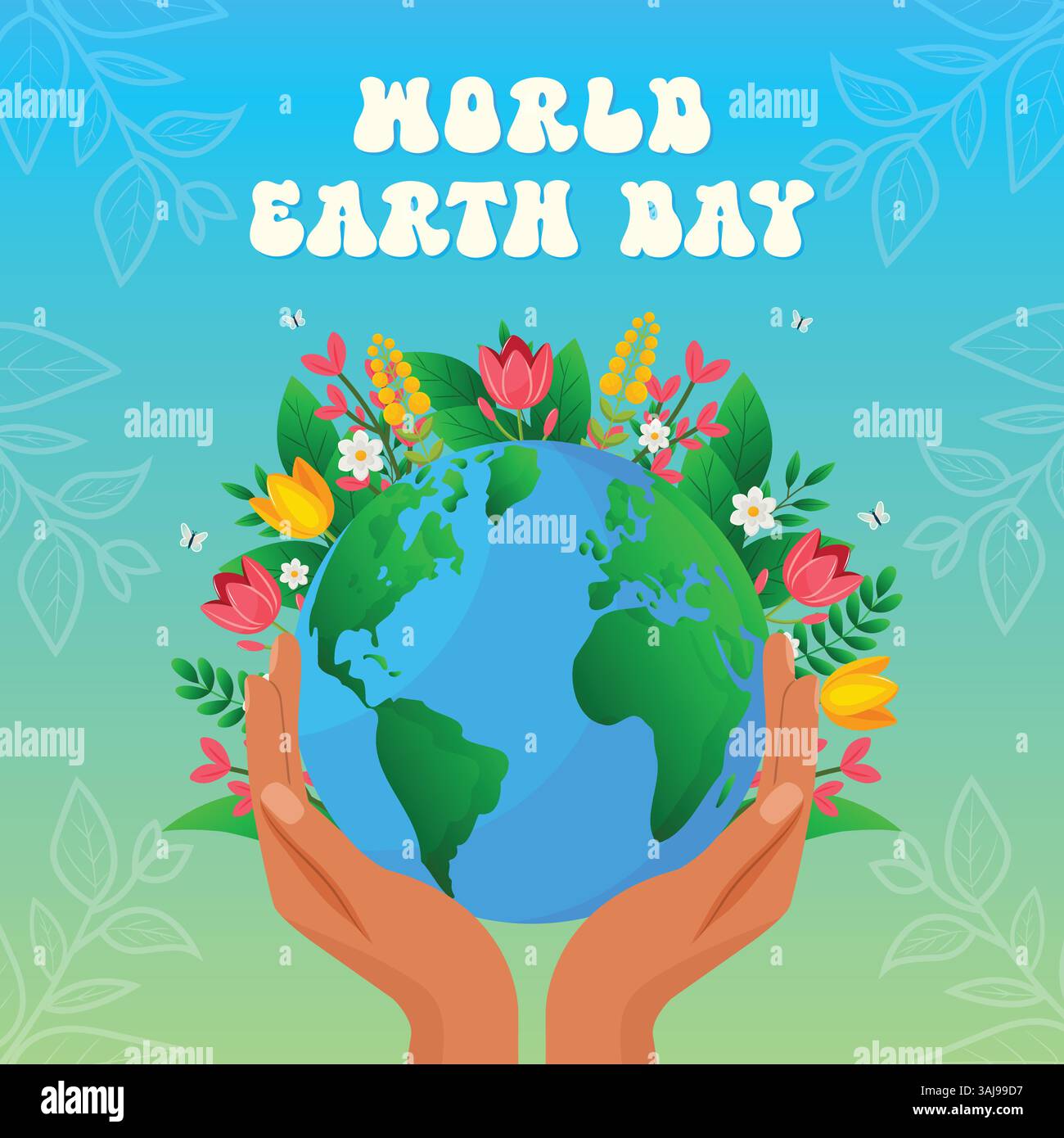 World Earth Day poster vector illustration with hands holding the Earth ...