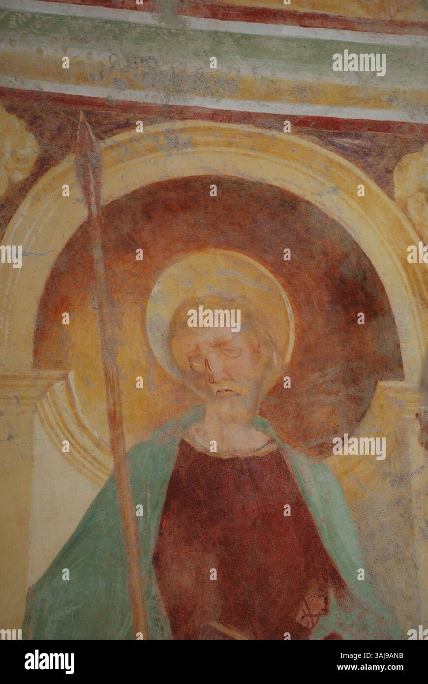 This fresco by Simon Ogrin, created in the late 15th century, depicts ...