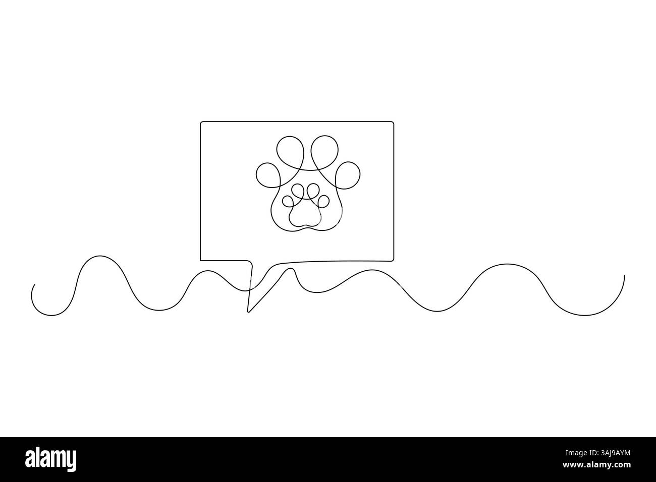 Dog paw continuous single line art and isolated outline vector design ...