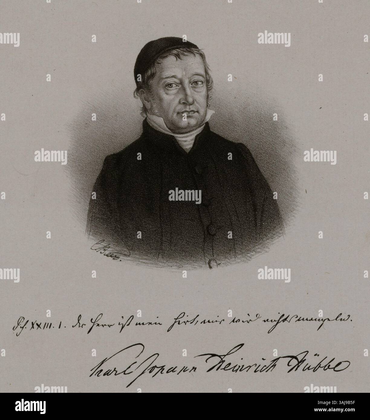 The lithograph portrait of Karl Johann Heinrich Hübbe by C. Beer ...