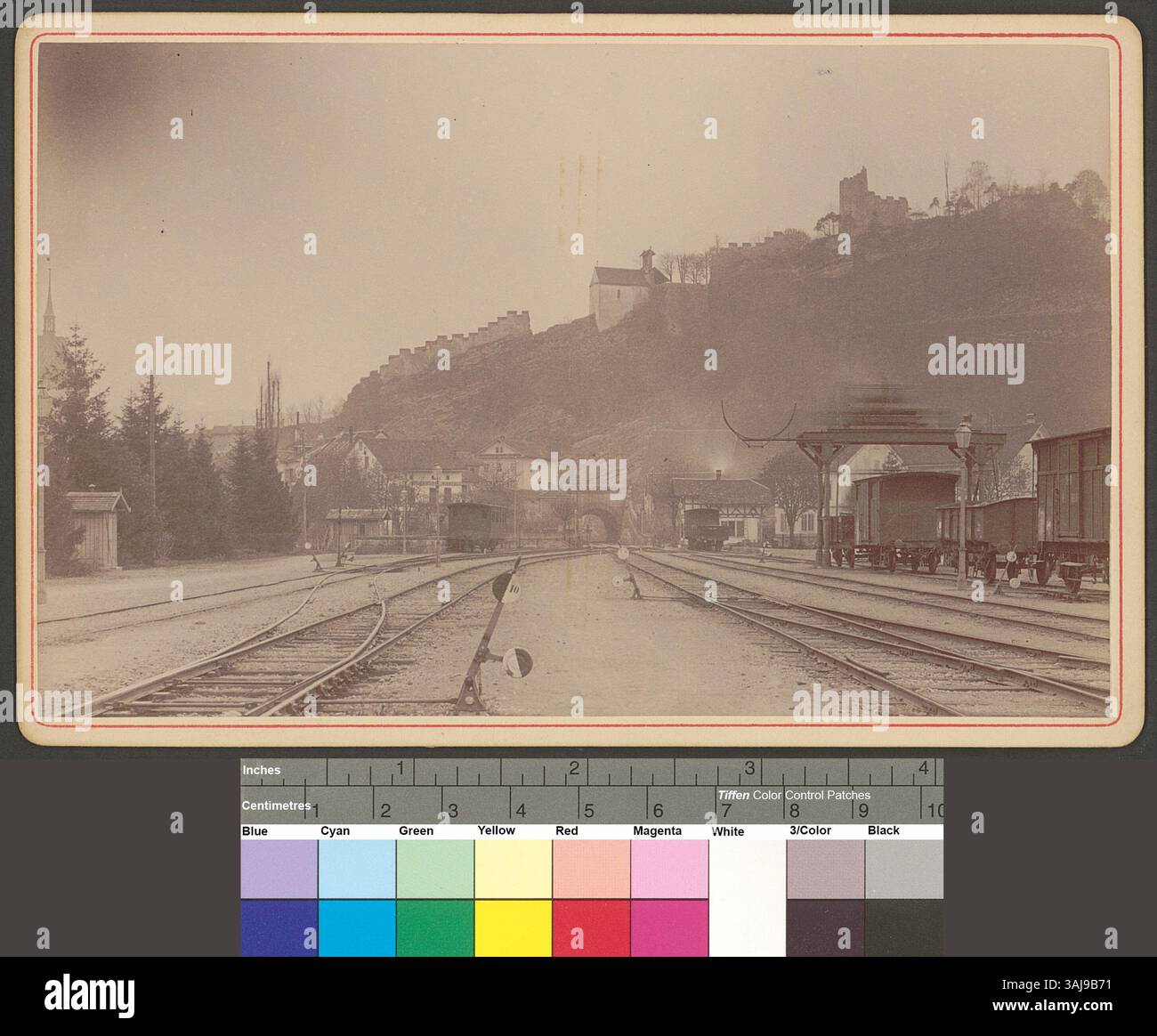 The view from the Baden train station, showing the station with goods ...