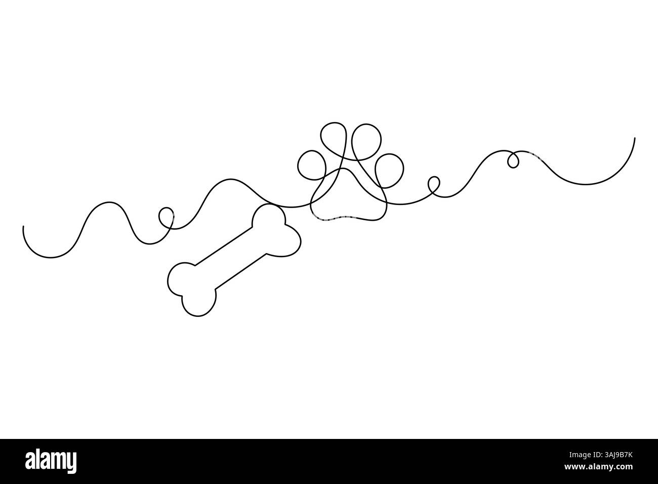 Dog paw continuous single line art and isolated outline vector design ...