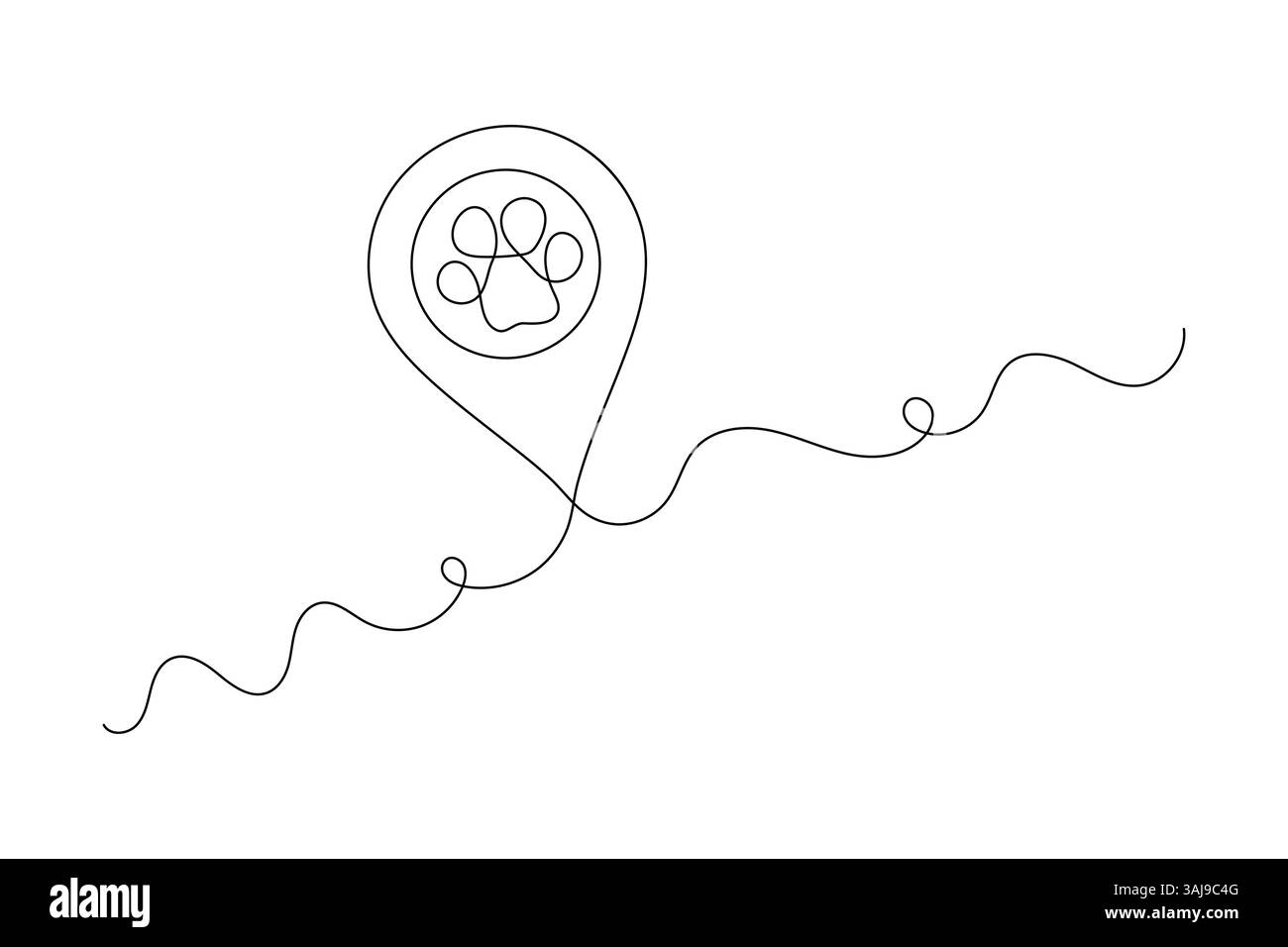 Dog paw continuous single line art and isolated outline vector design ...
