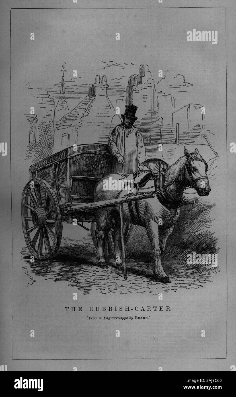 An illustration of a rubbish carter, a worker responsible for ...
