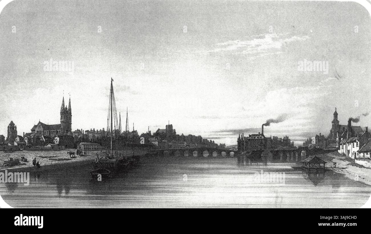 A 1860 engraving of Angers, created by Thomas Drake, showcasing the ...