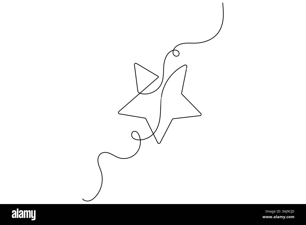 Star continuous single line art and isolated outline vector ...