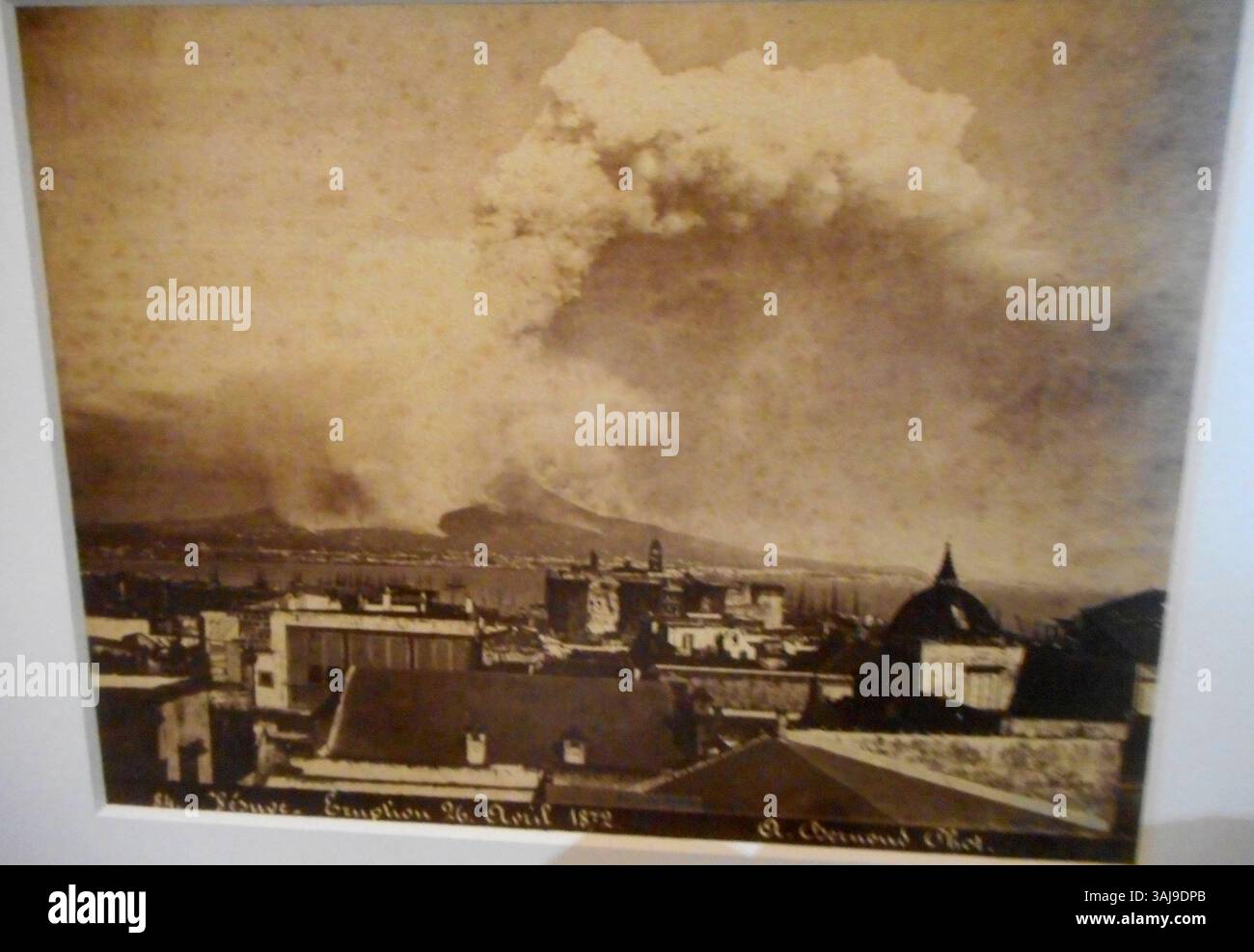 The photograph captures the eruption of Vesuvius on April 26, 1872, by ...