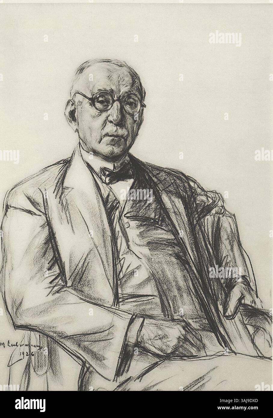 Max Liebermann's 1926 charcoal drawing portrays Oscar Huldschinsky ...