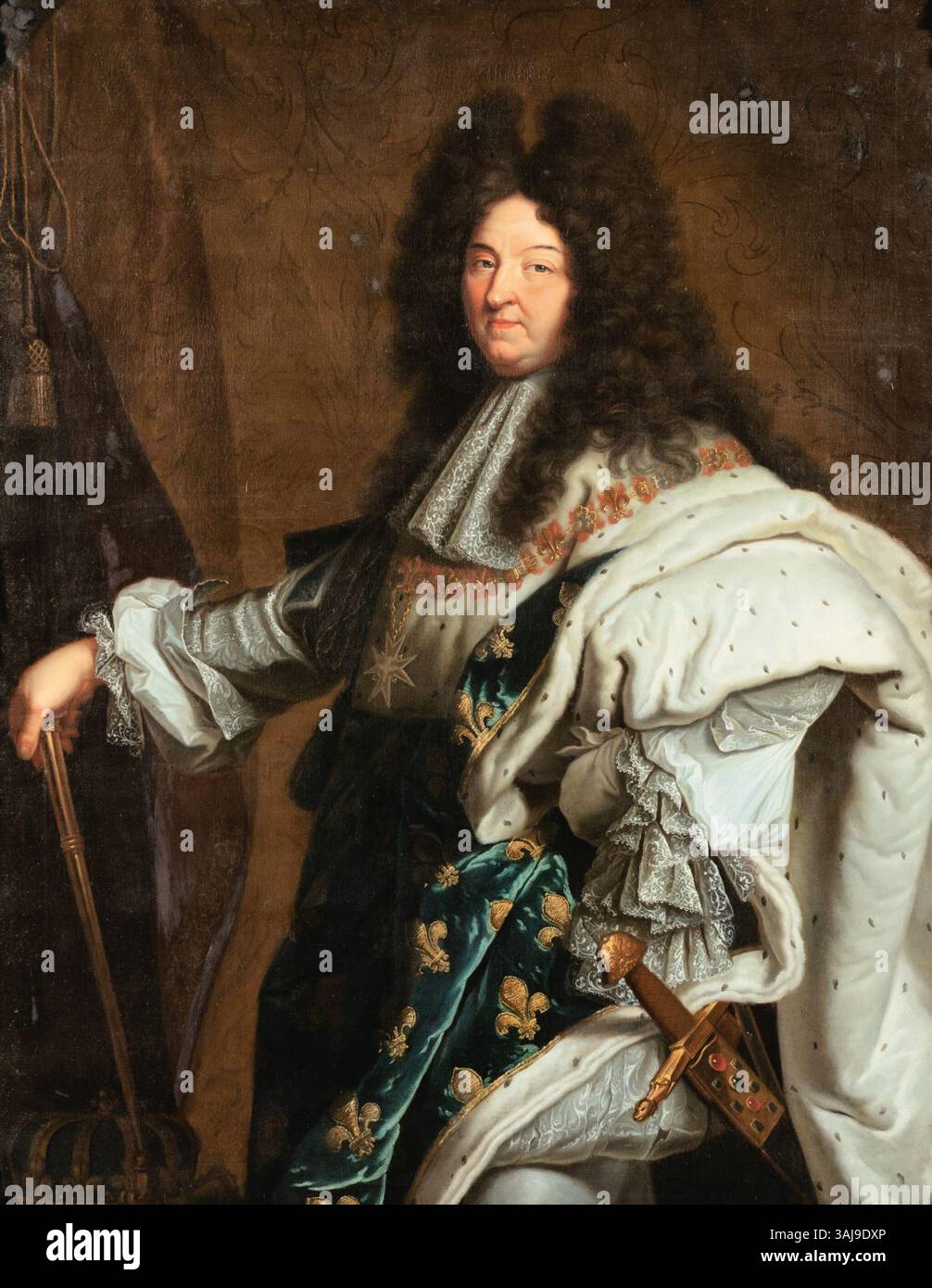This portrait, created by the Studio of Hyacinthe Rigaud, depicts Louis ...