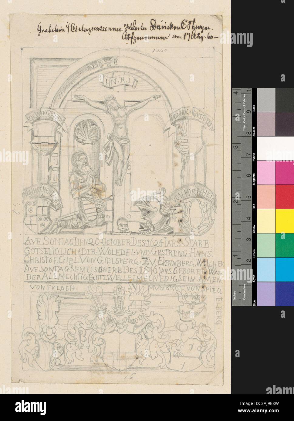 This 1860 drawing by Johann Rudolf Rahn features the epitaph of Hans ...
