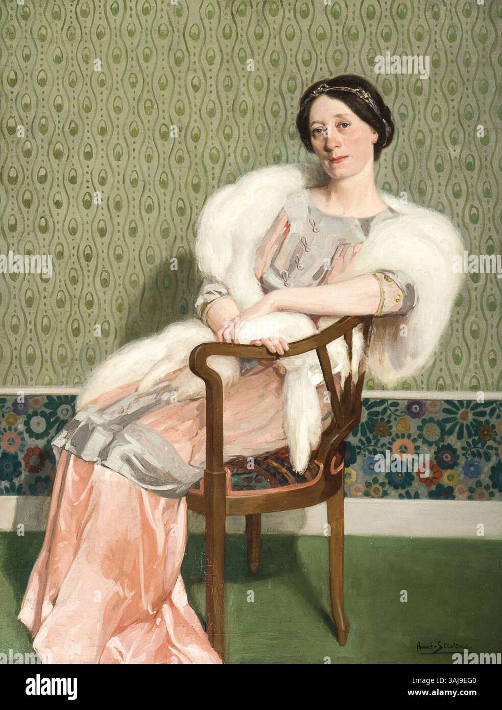 This oil on canvas painting by Aimé Stevens, 'Lady in an Interior ...