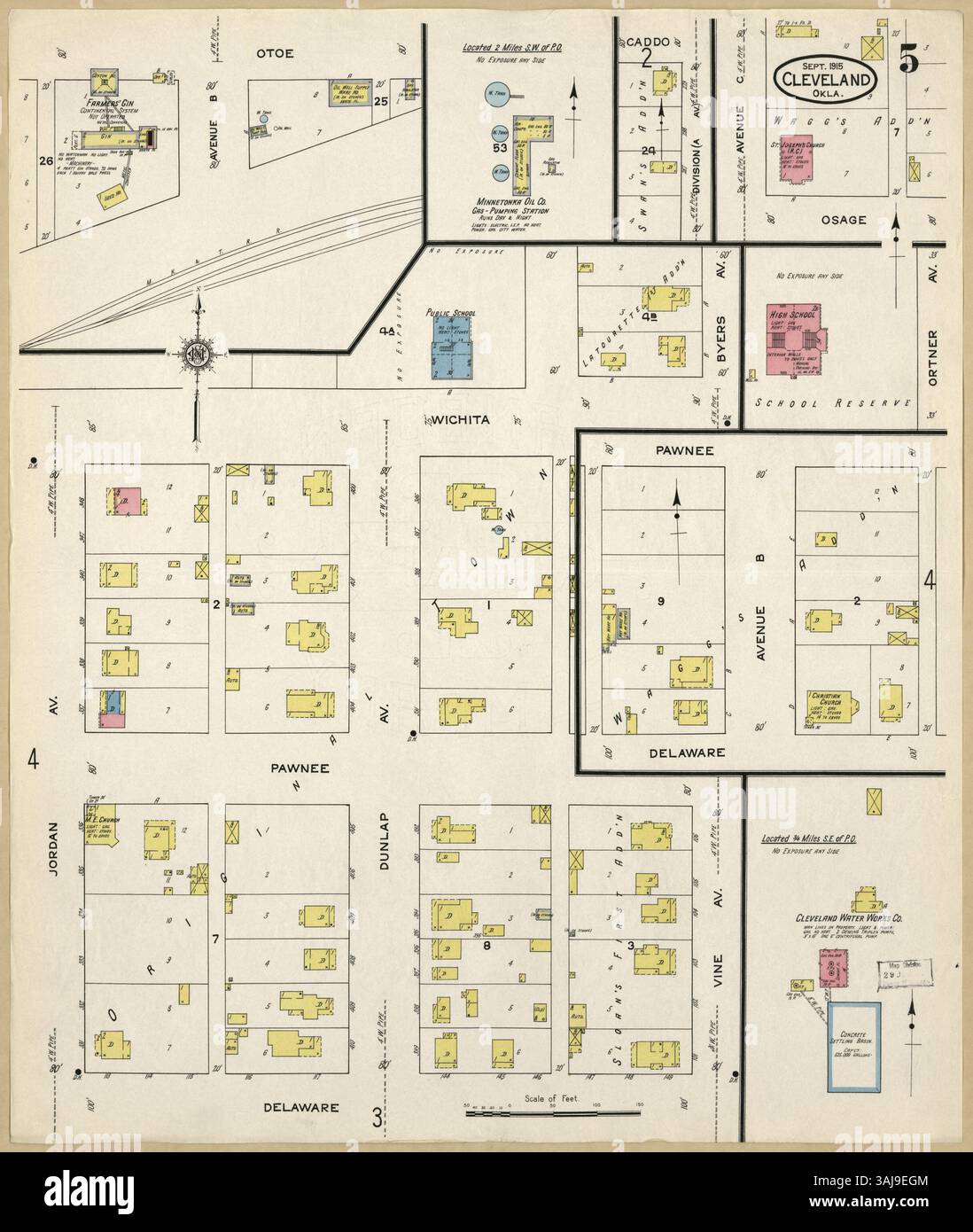 This Sanborn Fire Insurance Map from Cleveland, Pawnee County, Oklahoma ...