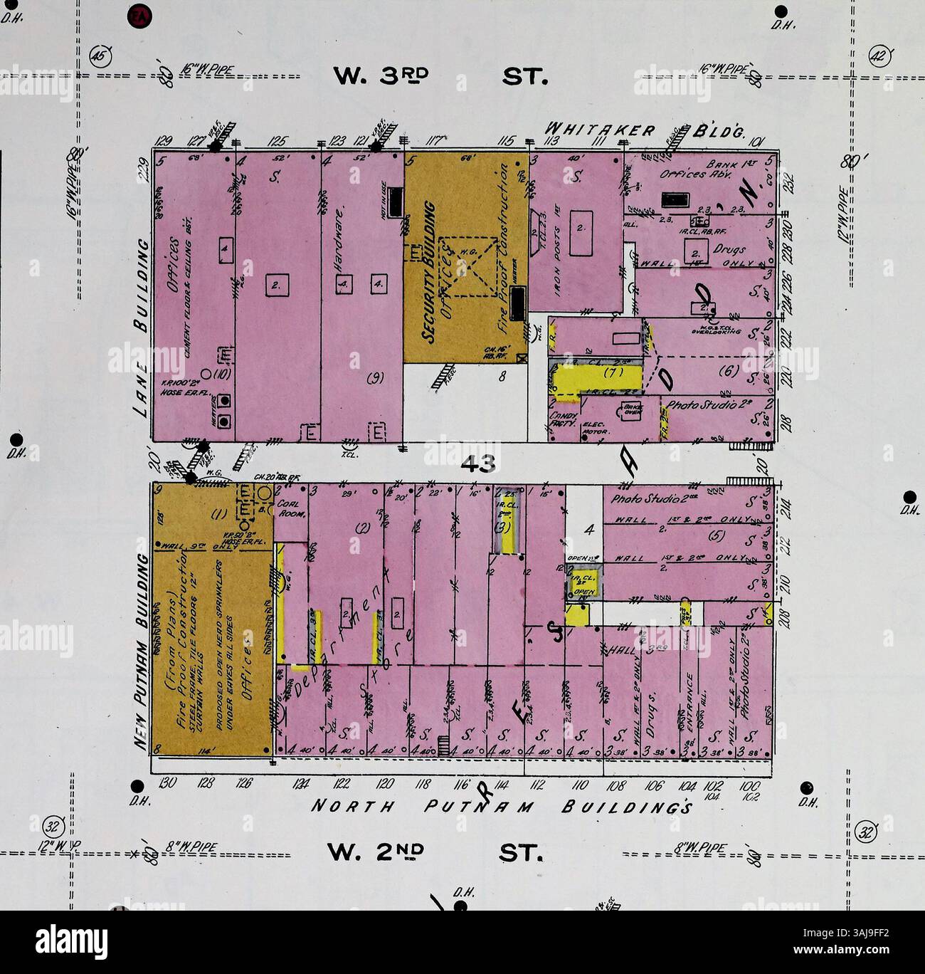 This 1910 Sanborn Fire Insurance Map depicts the commercial area in ...