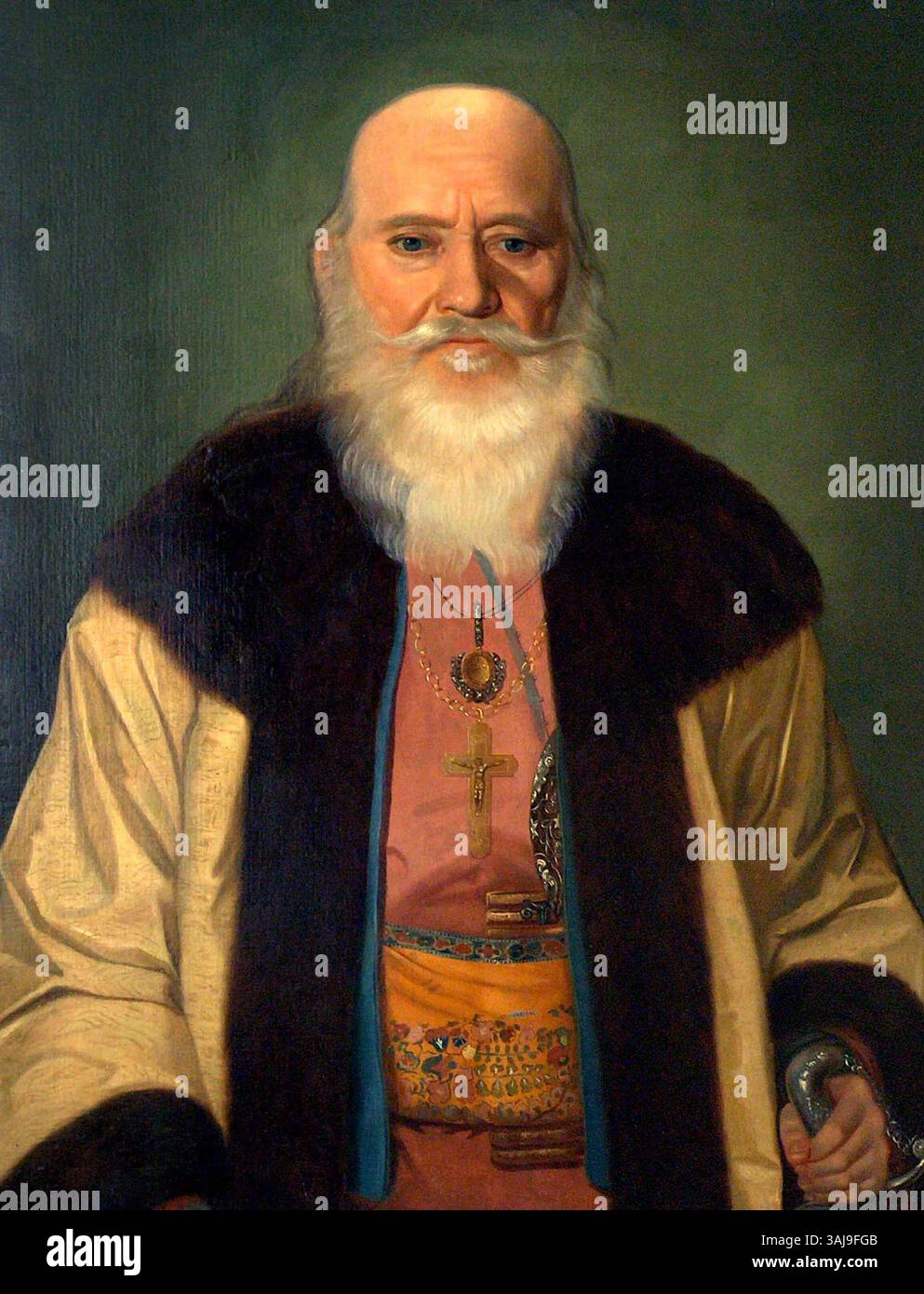 This 1852 portrait by Uro Knežević depicts Prota Mateja Nenadović, an ...