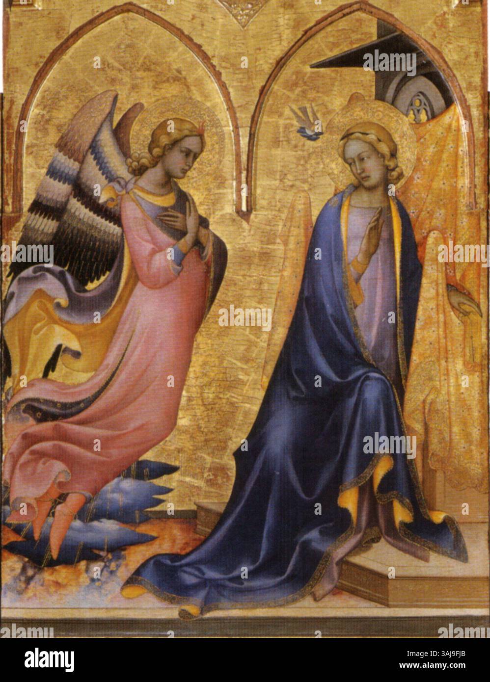 A portion of Lorenzo Monaco's 'Annunciation' triptych depicting the angelic appearance of ...