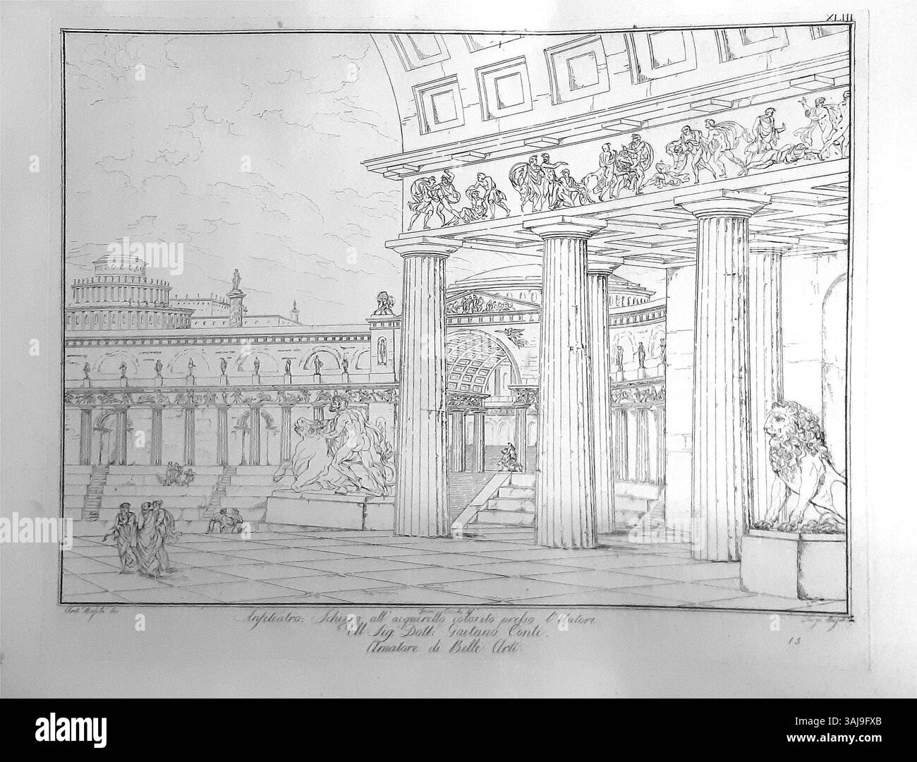 A lithograph created by Antonio Basoli between 1800 and 1810 ...