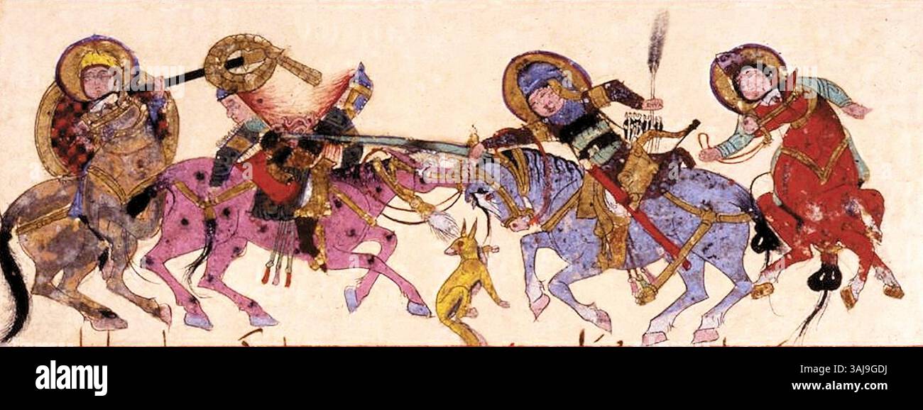 This painting, dated to the 13th century, depicts the first battle ...