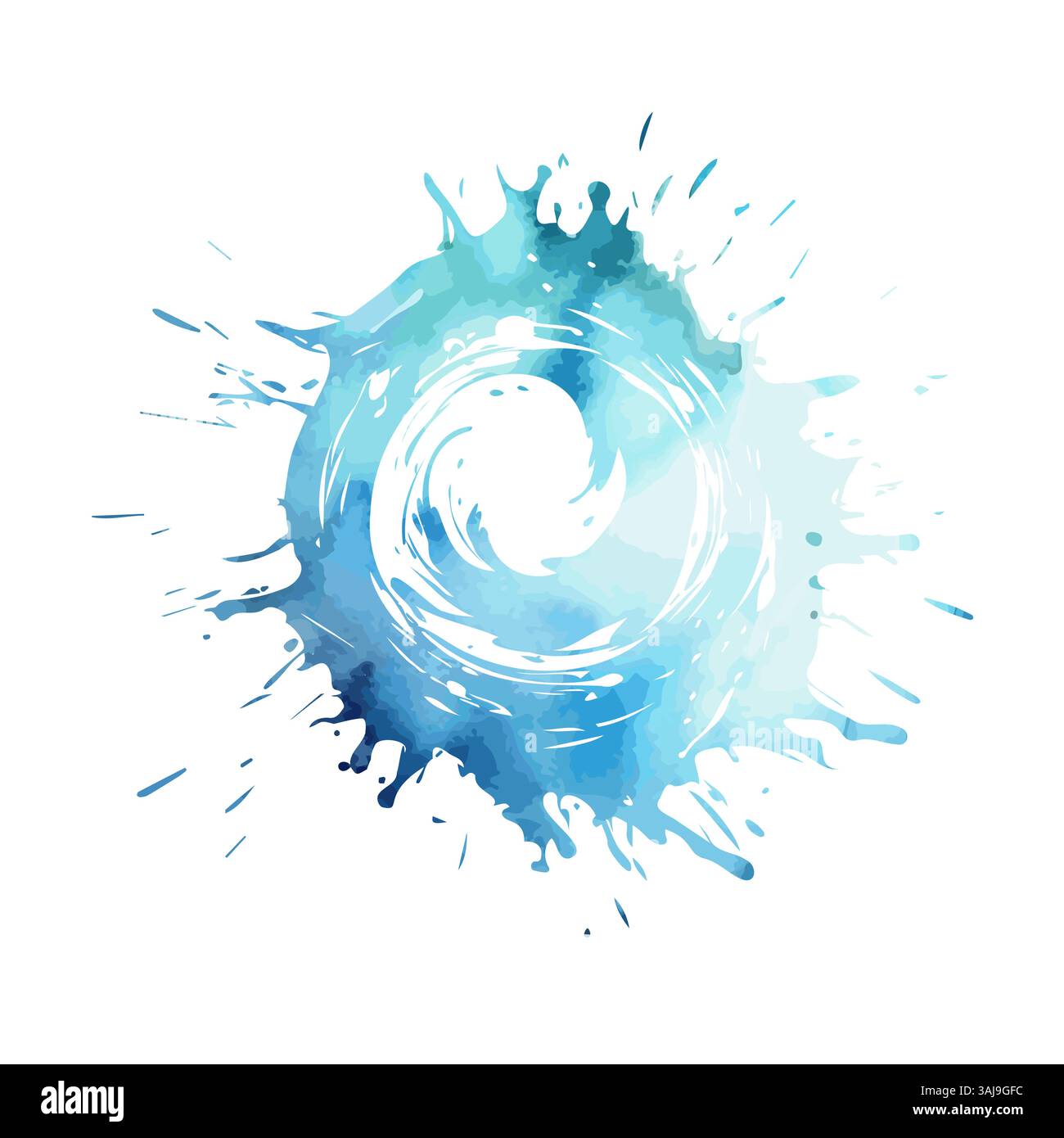 Round blue frame made of blots. Paint texture with drips. Grunge hand ...
