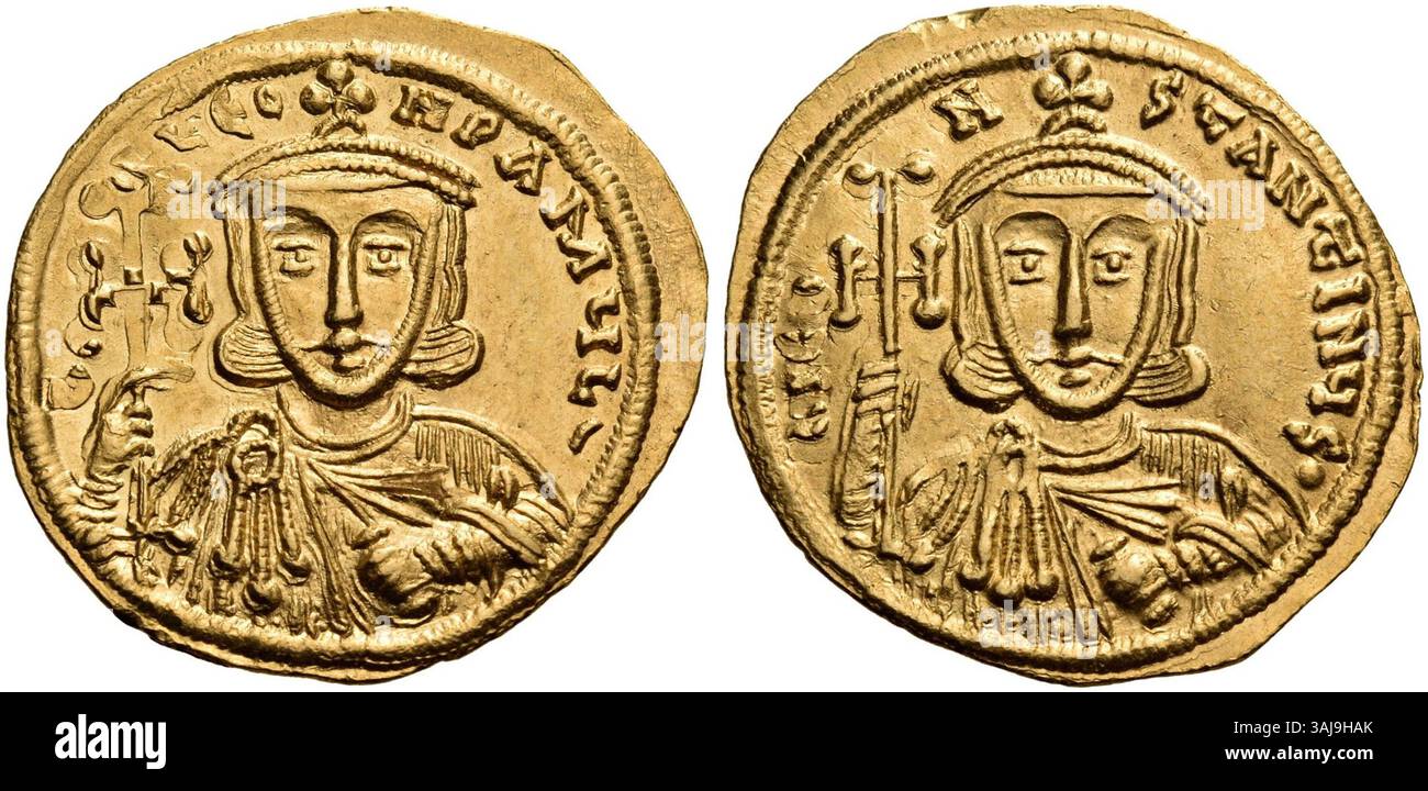 A solidus coin from the reign of Constantine V Copronymus, minted ...