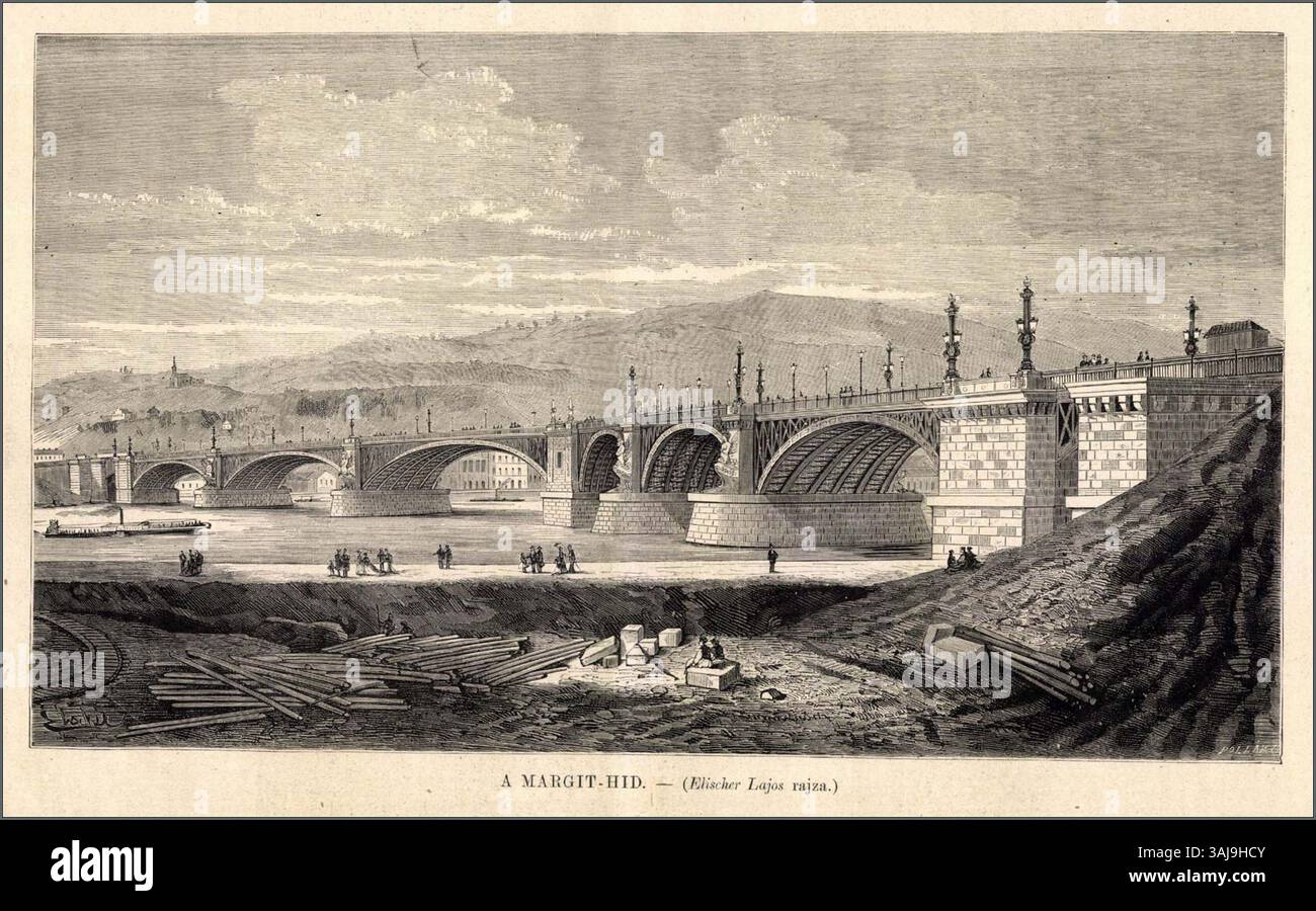 The Margit Bridge in Budapest, connecting the city's main roads to Margaret Island. Built ...