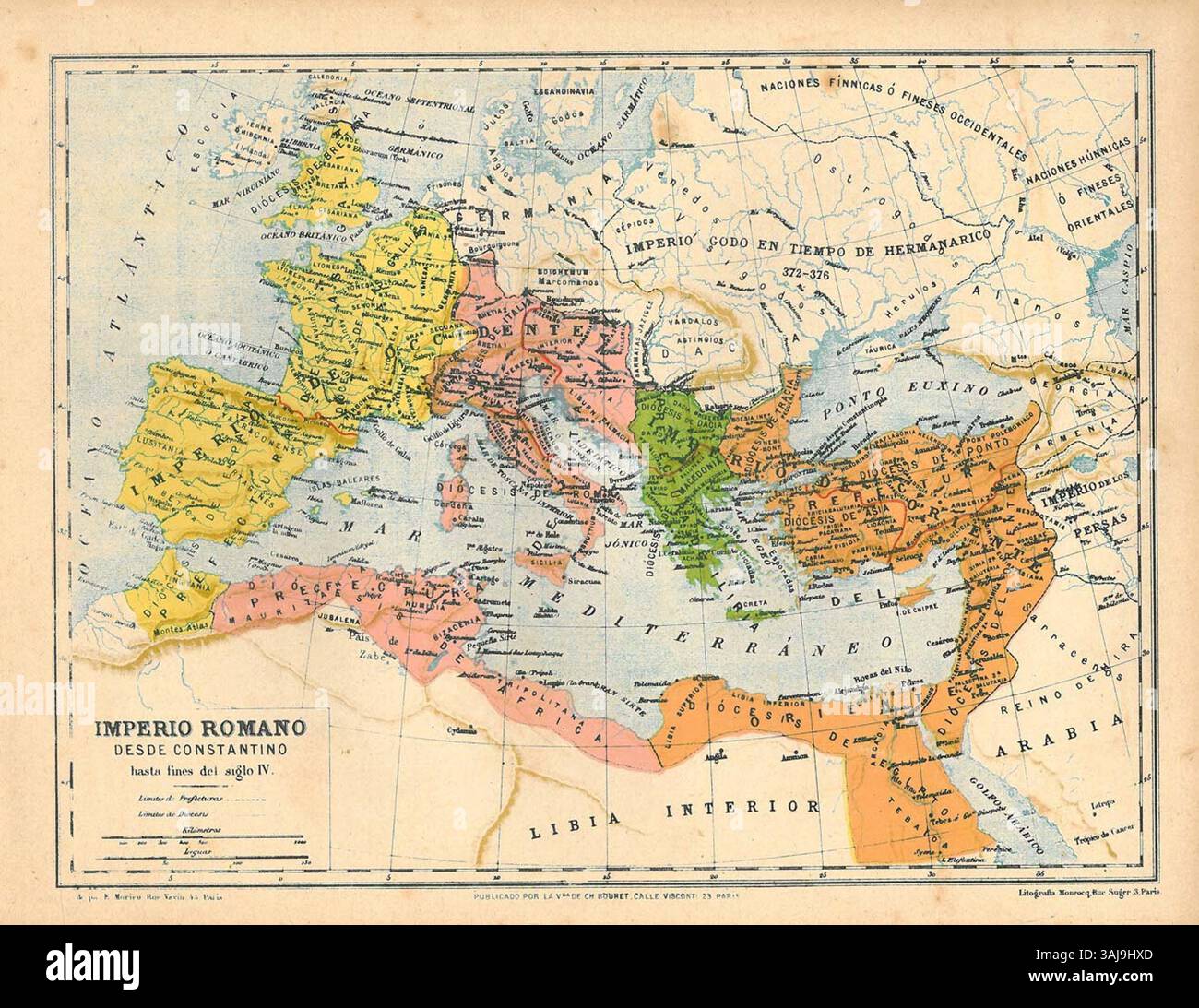 This map, dating from 1899, illustrates the extent of the Roman Empire ...