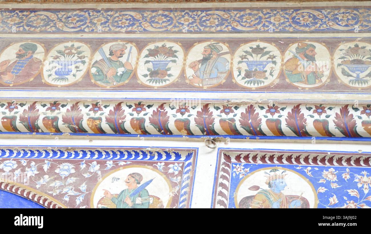 Fresco from the Khem Singh Bedi Haveli in Rawalpindi district, Punjab ...
