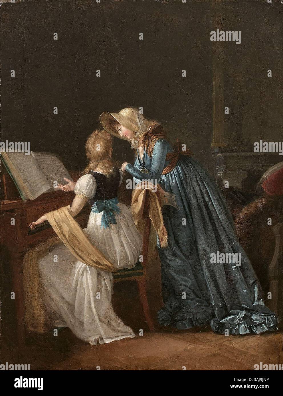 Pauline Auzou's 1790s-1810s painting 'The Piano Lesson' depicts two ...
