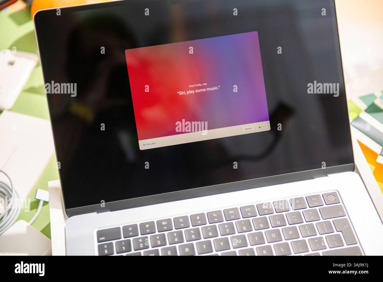 Paris, France - Mar 13, 2025: New Apple MacBook Air M4 being set up ...