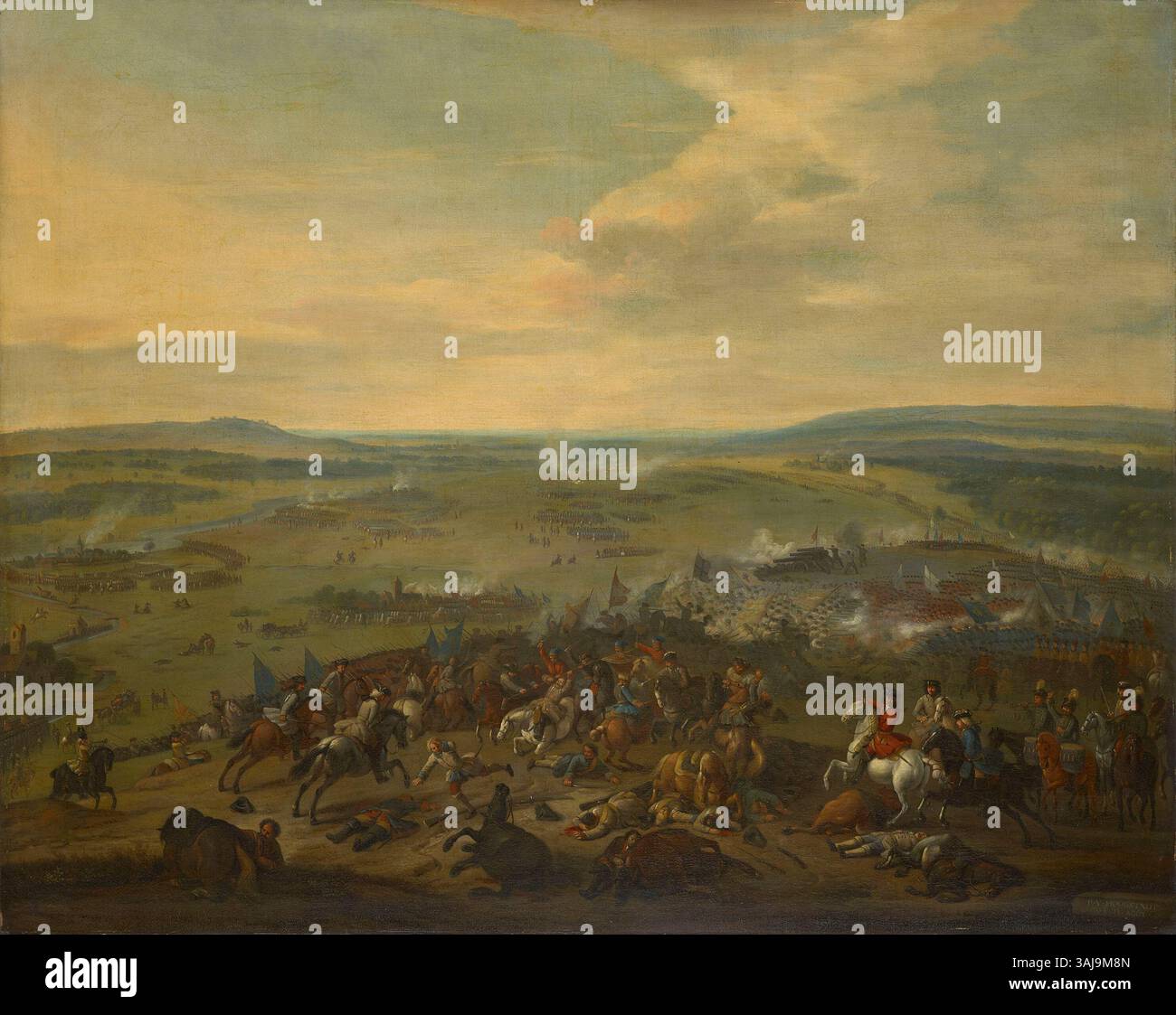 This oil painting copies Jan van Huchtenburgh's depiction of the Battle ...