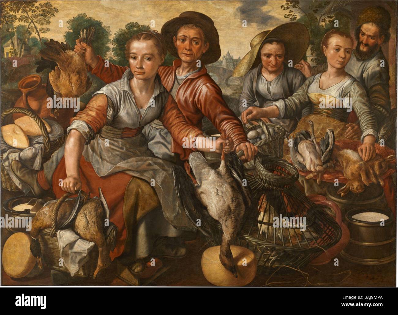 This 1564 oil painting, 'A Market' by Joachim Beuckelaer, portrays a ...