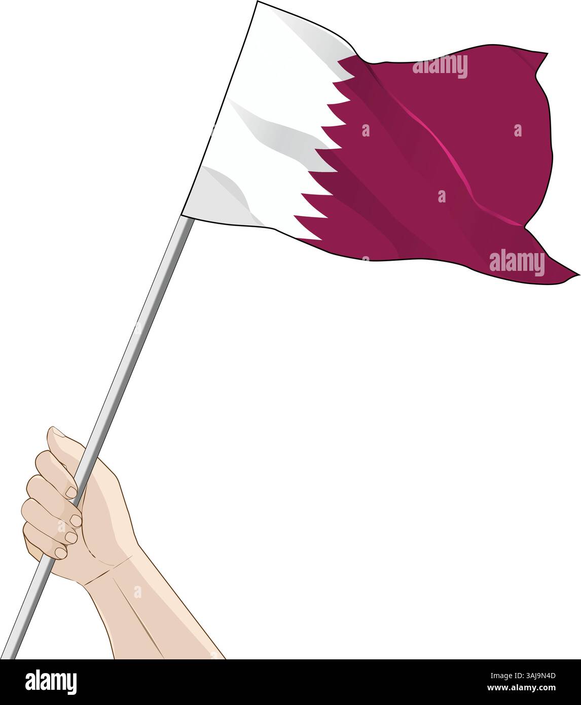 Qatar national flag flying hi-res stock photography and images - Alamy