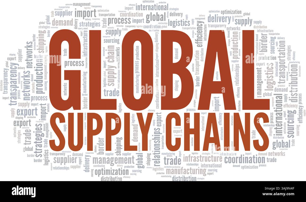 Global Supply Chains word cloud conceptual design isolated on white background Stock Vector ...