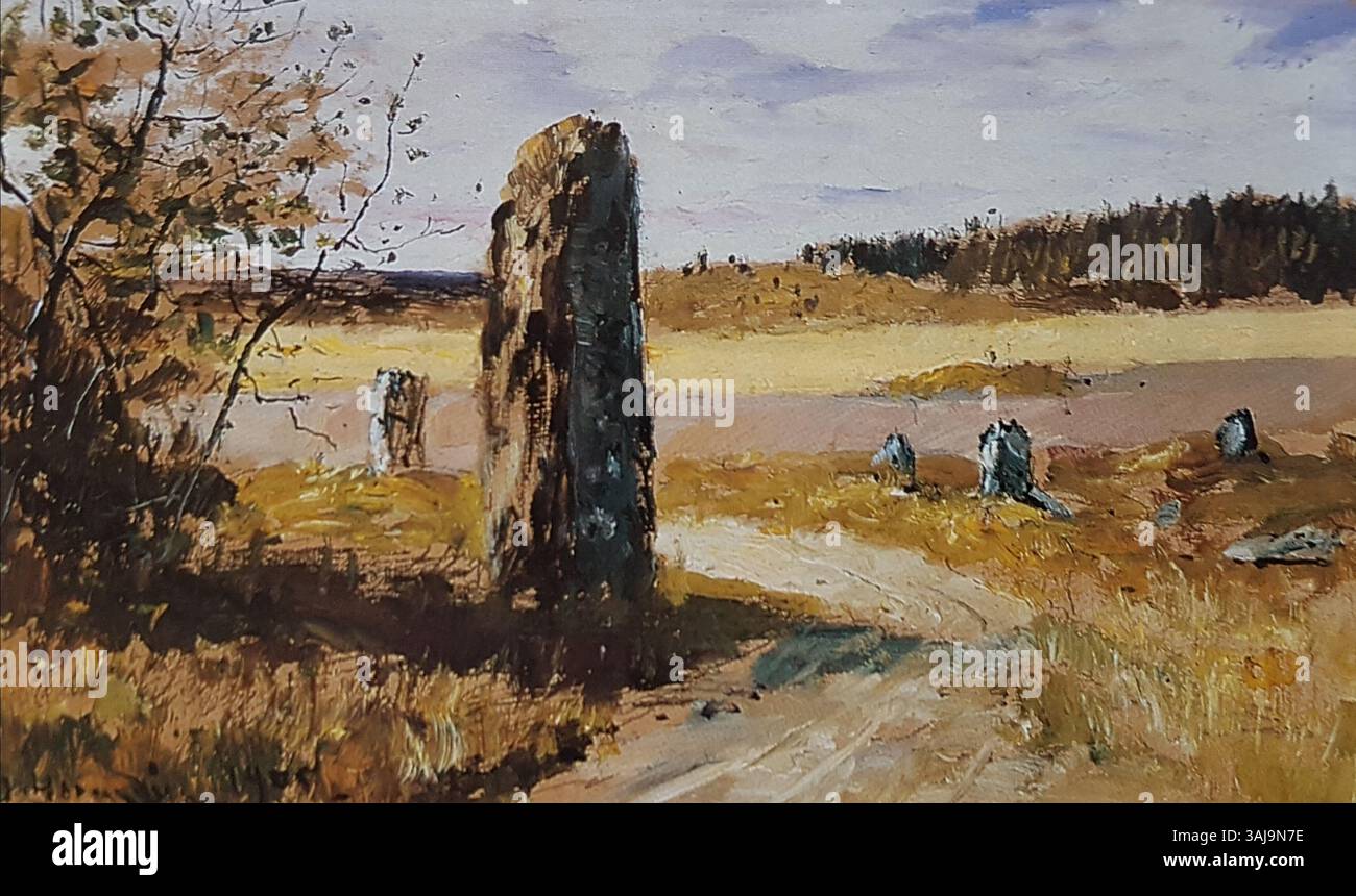 'The Rune Stone' is a painting by Olof Hermelin, depicting an ancient ...