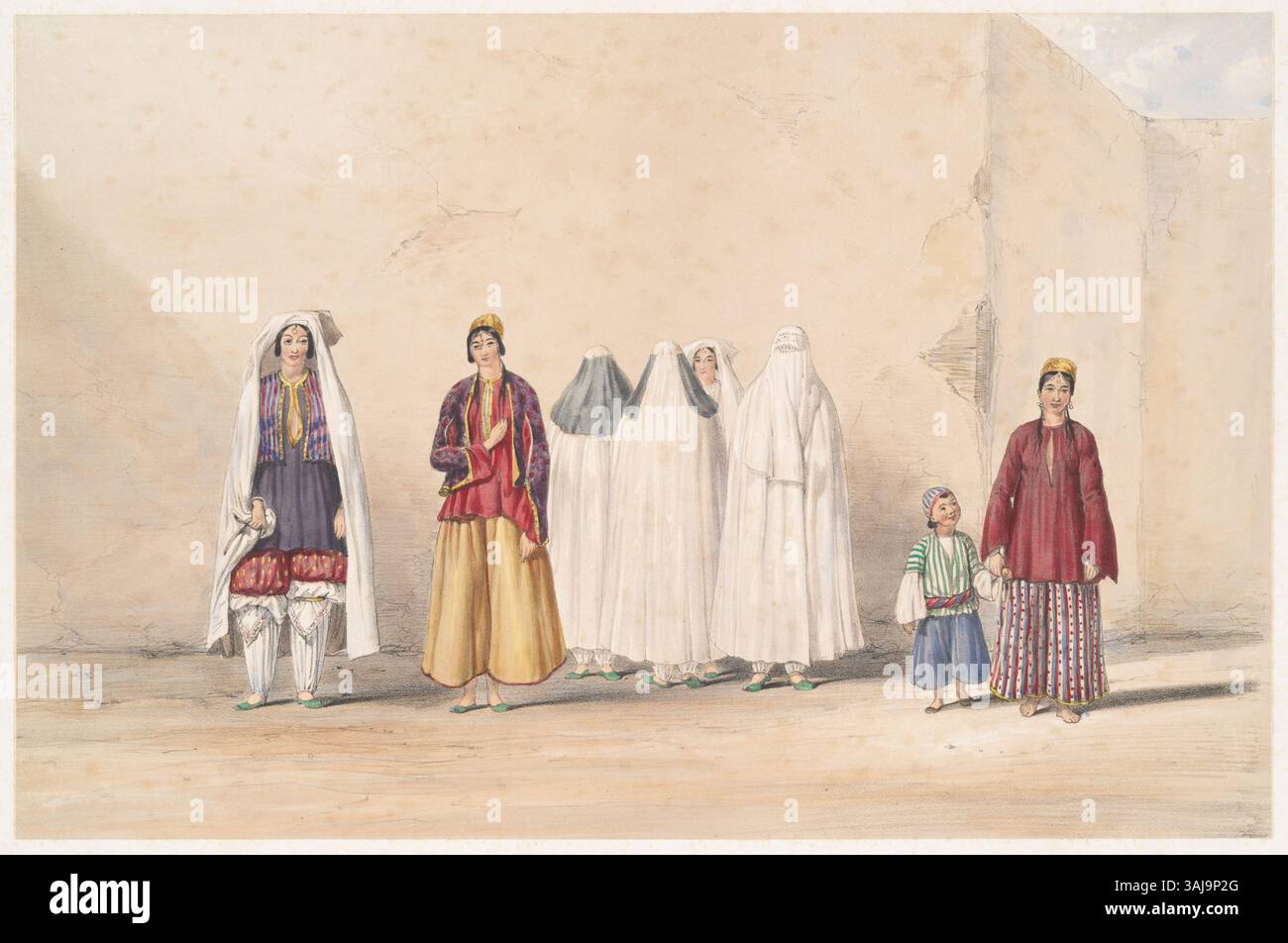 This lithograph from 1843 shows Afghan and Kuzzilbash women in ...