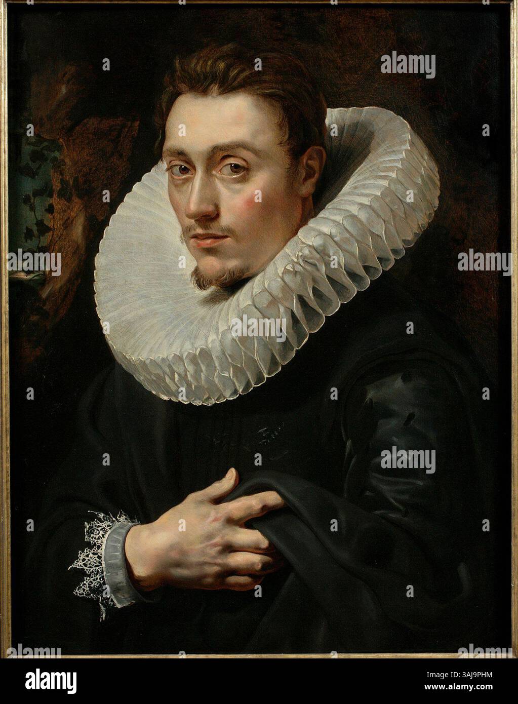 This 1613-1615 oil painting by Peter Paul Rubens features a young man in a traditional portrait ...