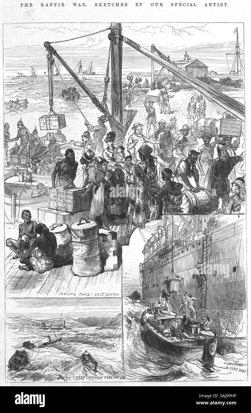 The Mail ship Nubian delivering troops to East London, Cape Colony. The ...