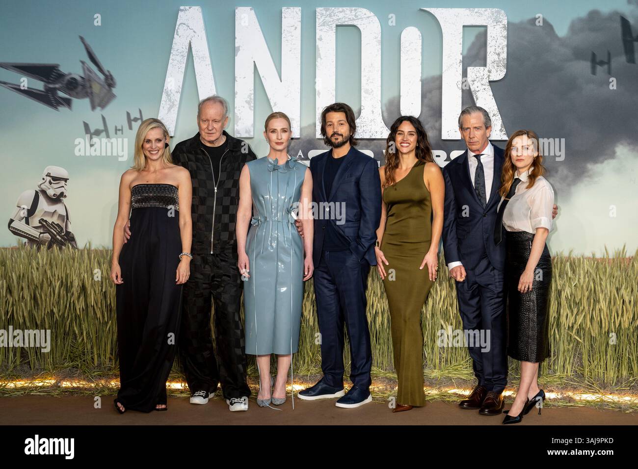 London, UK. 10 April 2025. (L to R) Denise Gough, Stellan Skarsgärd ...