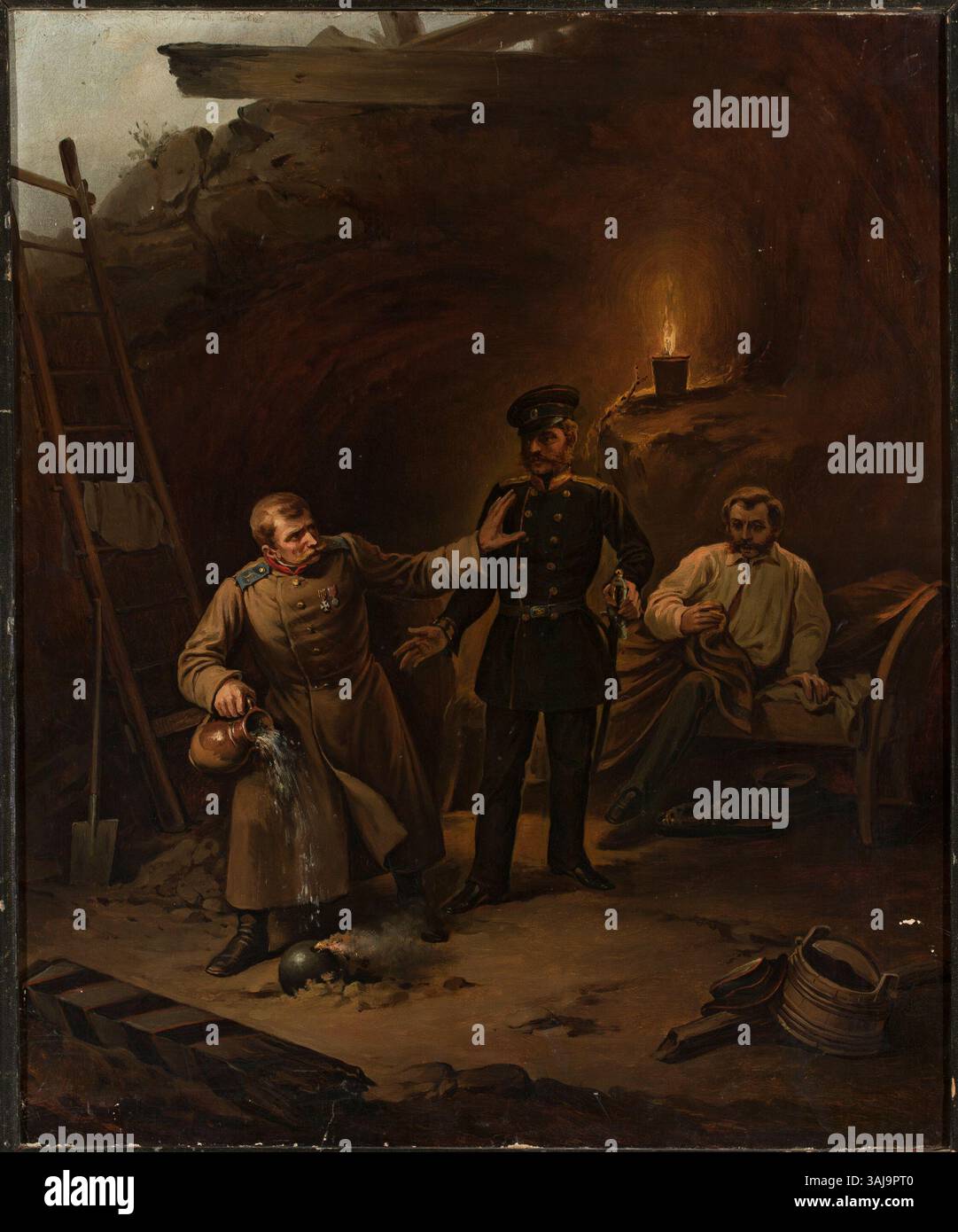 Anonymous painting depicting a scene from the Crimean Wars, with a ...