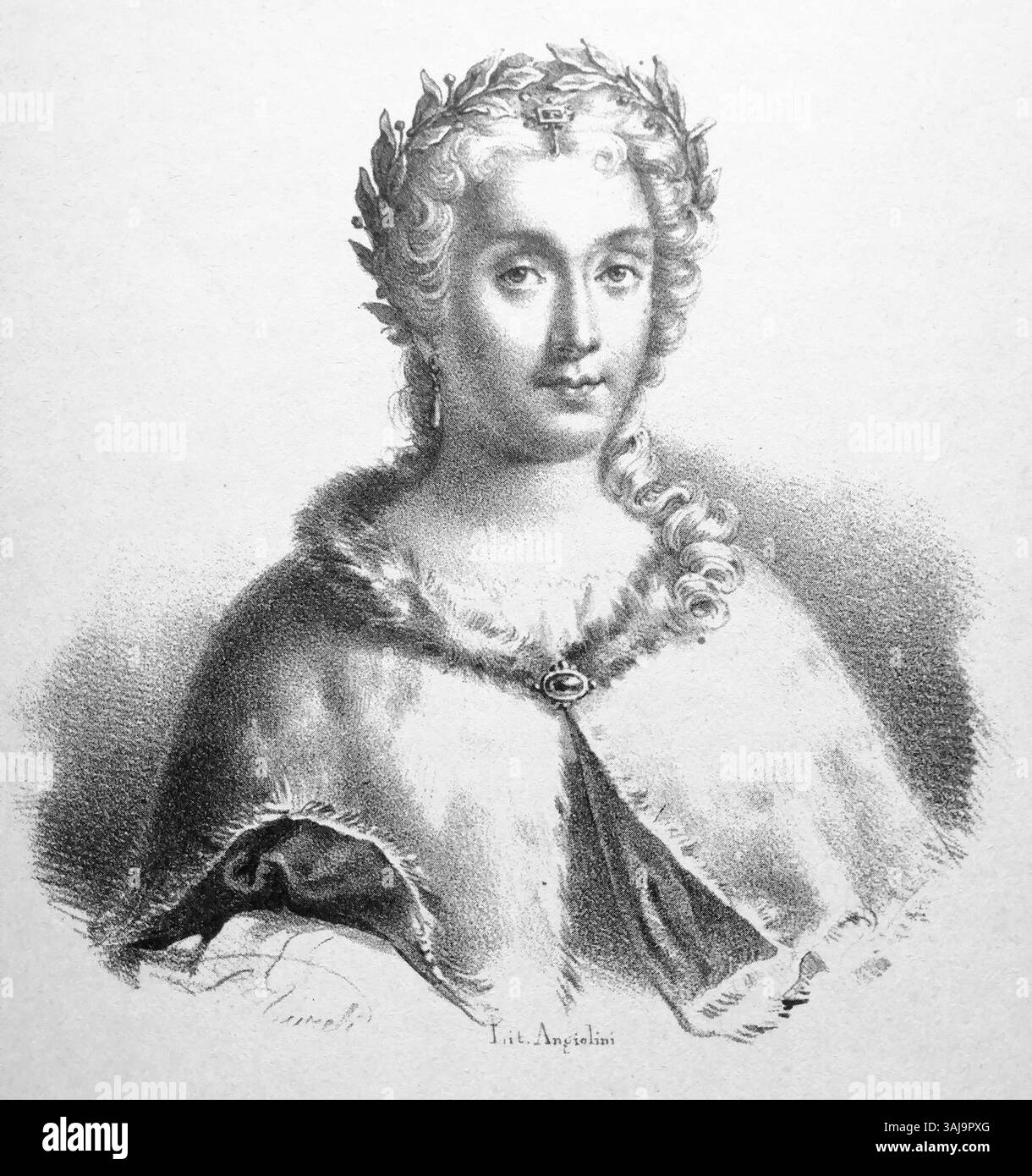 Lithograph depicting Laura Bassi, a pioneering woman in science and ...