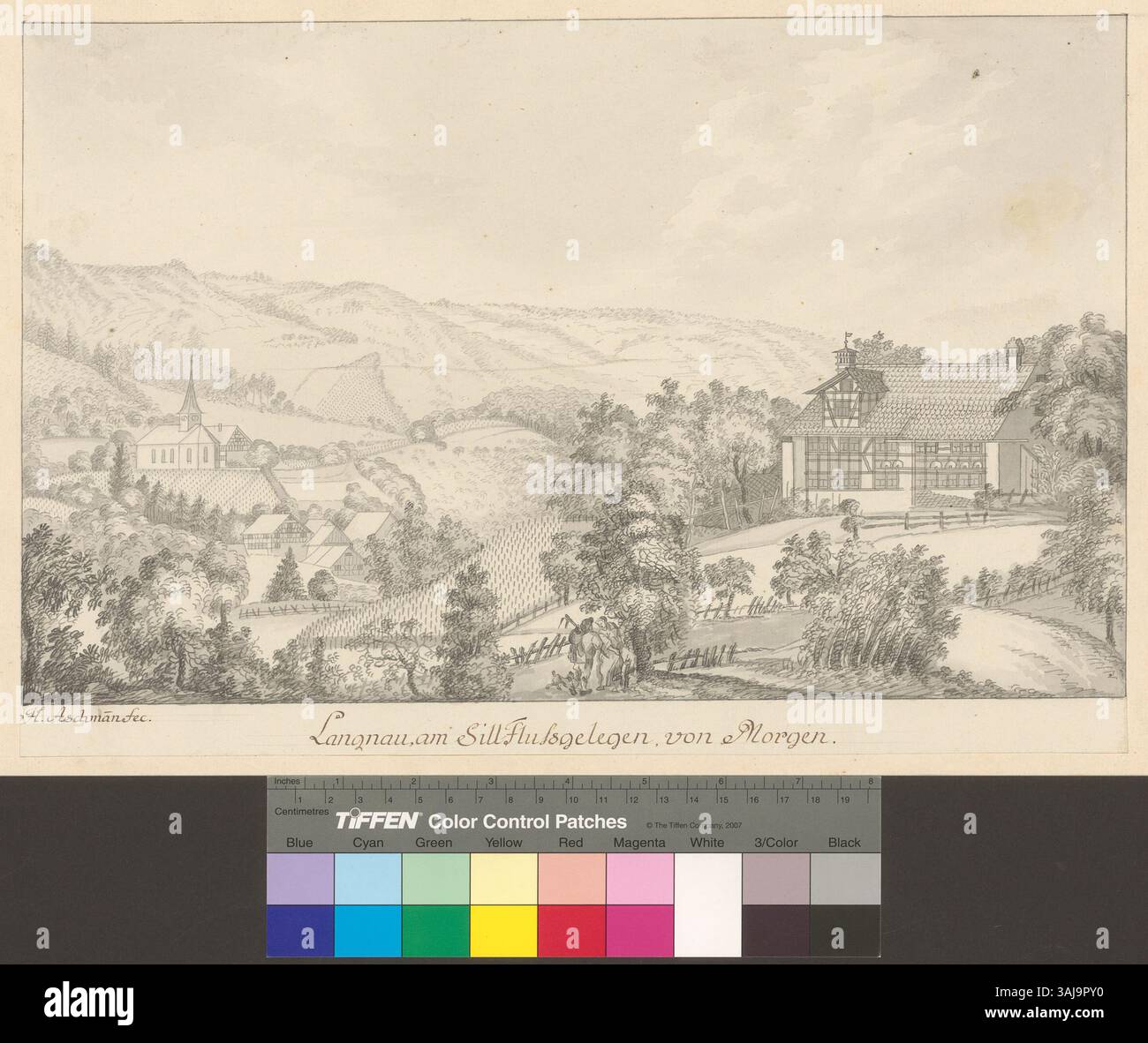 This drawing from the 1770-1790 period shows Langnau, located along the ...