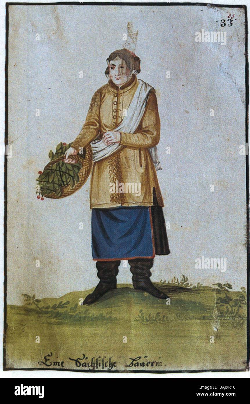 The 18th-century attire of a Saxon peasant woman from Transylvania ...