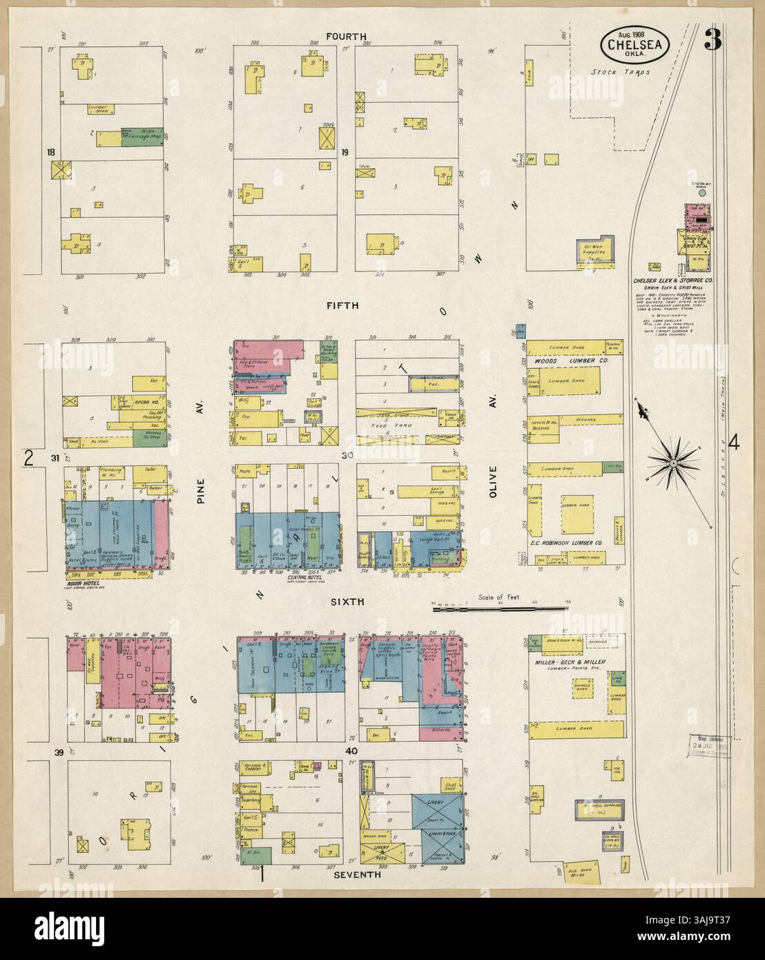 This 1908 Sanborn Fire Insurance Map from Chelsea, Rogers County ...