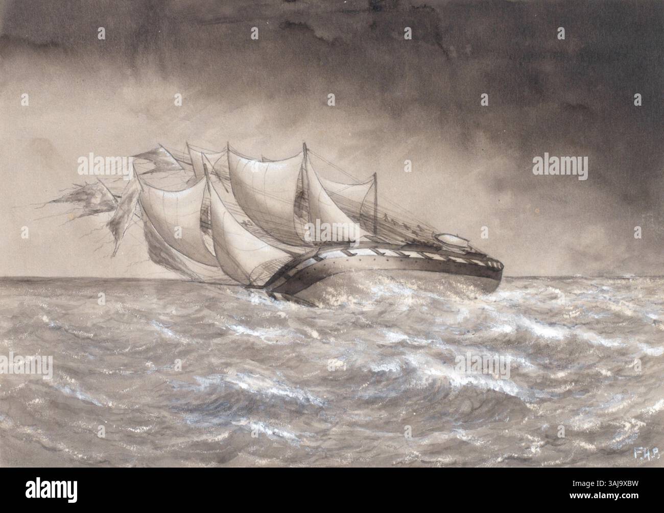 A watercolour and gouache painting by Francis Henry Boyer depicting the ...