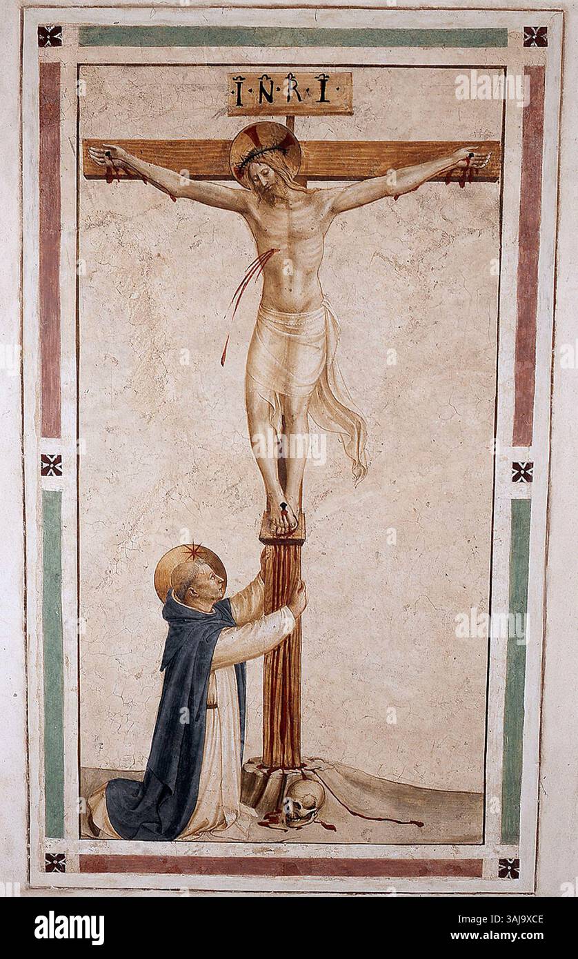 The fresco 'Christ on the Cross with St. Dominic' by Fra Angelico, located in the Museum of San ...