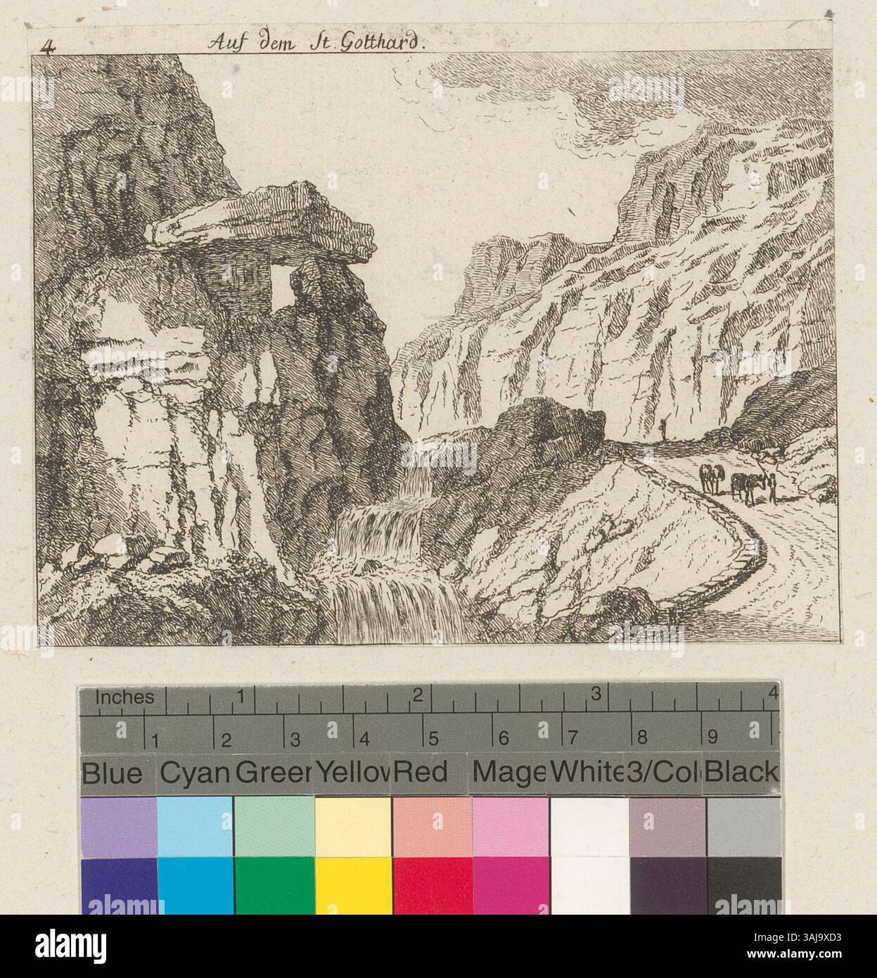 This 1784 etching by Salomon Gessner shows a view from the St. Gotthard ...