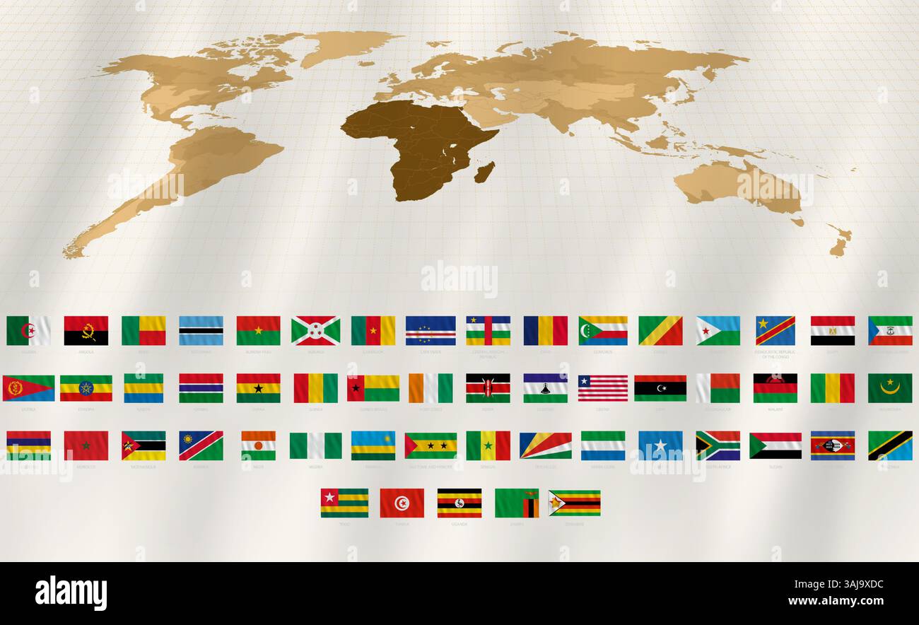 Waving Flags of Africa, Official Proportions Collection. Vector ...