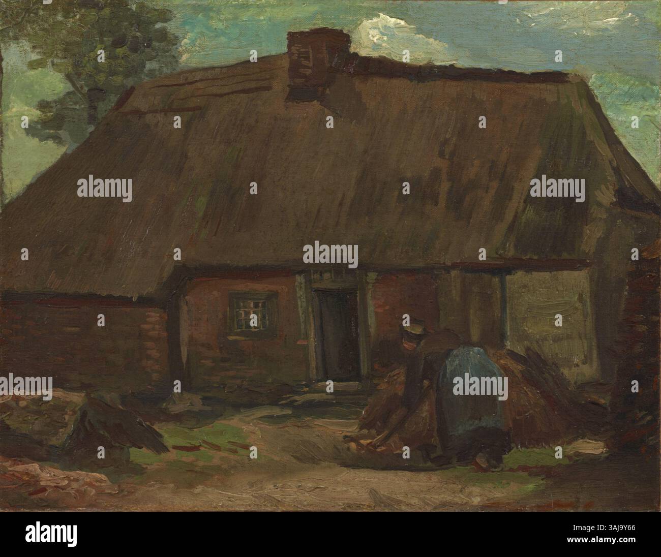 Vincent van Gogh's 1885 oil painting 'Cottage with Peasant Woman ...