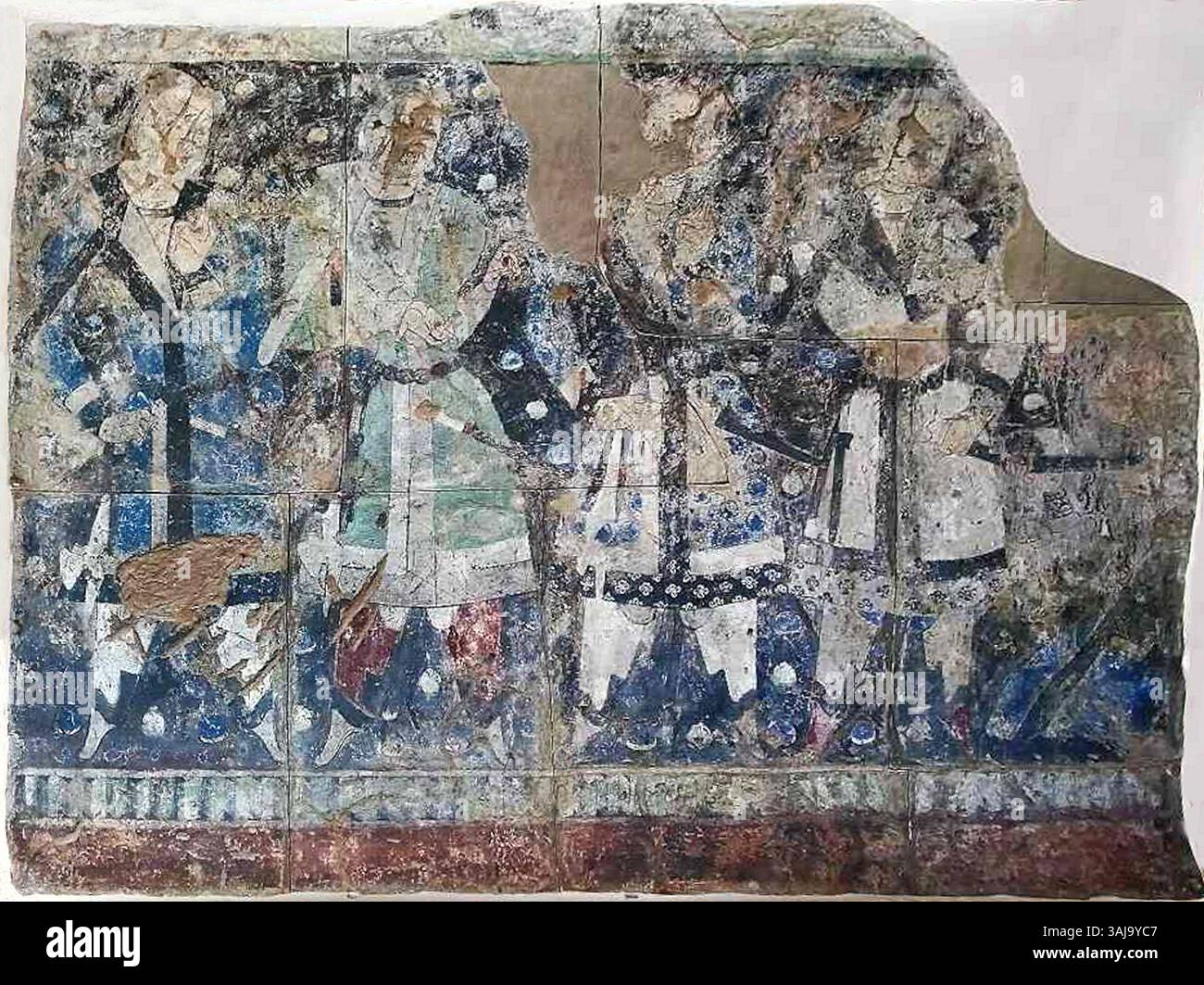 The 'Swordbearers' painting, a reproduction housed at the Kizil Museum ...