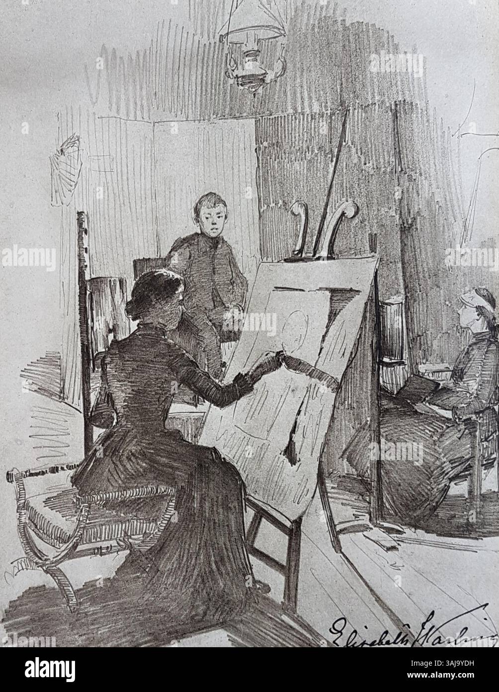 Elisabeth Warling’s painting 'Efter levande modell' portrays a live ...