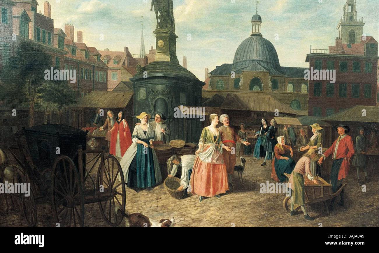Jozef van Aken’s oil painting, 'The Old Stocks Market,' created around ...